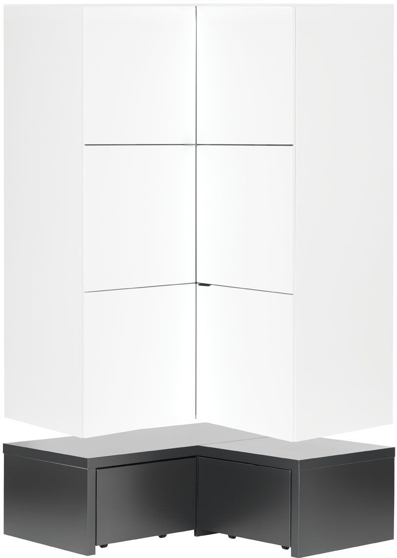 Corner wardrobe with platform frame and 2 drawers - furniture in the ...